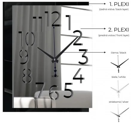 Nástěnné hodiny z akrylového skla - černé, bílé a zrcadlové | SENTOP X0101