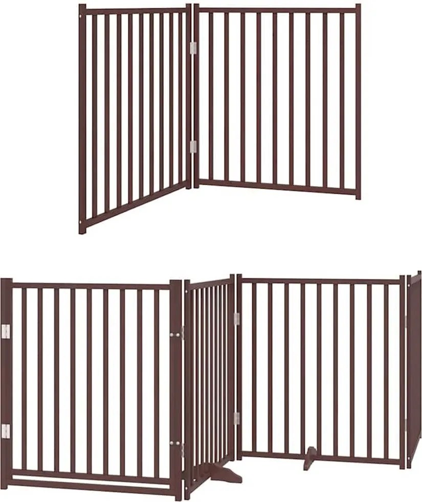 Zábrana pro psy s dvířky skládací 10 panelů hnědá 800 cm topol 3155751