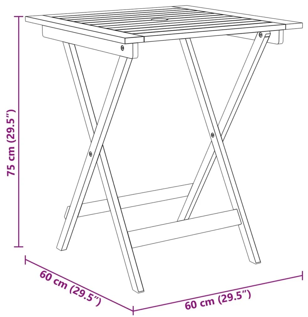 vidaXL Marketos 3dílný skládací zahradní jídelní set masivní akáciové dřevo
