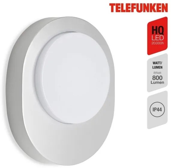 Telefunken 312004TF - LED Venkovní nástěnné svítidlo LED/8W/230V IP44 stříbrná