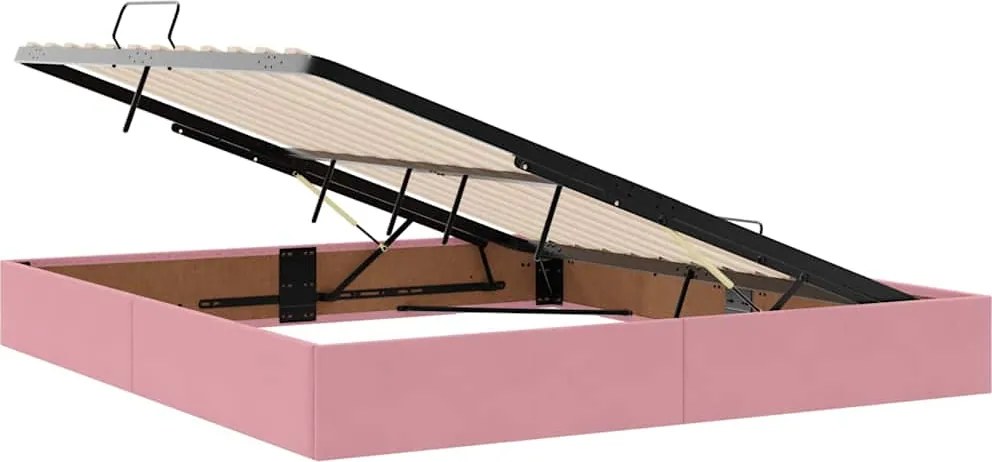 Postel s úložným prostorem a matrací Růžová 180 x 200 cm samet 3372110