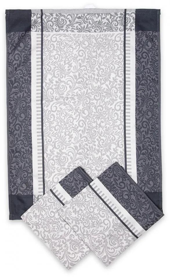 Tegatex Utěrka bavlna 3 ks - ornamenty šedá 50*70 cm