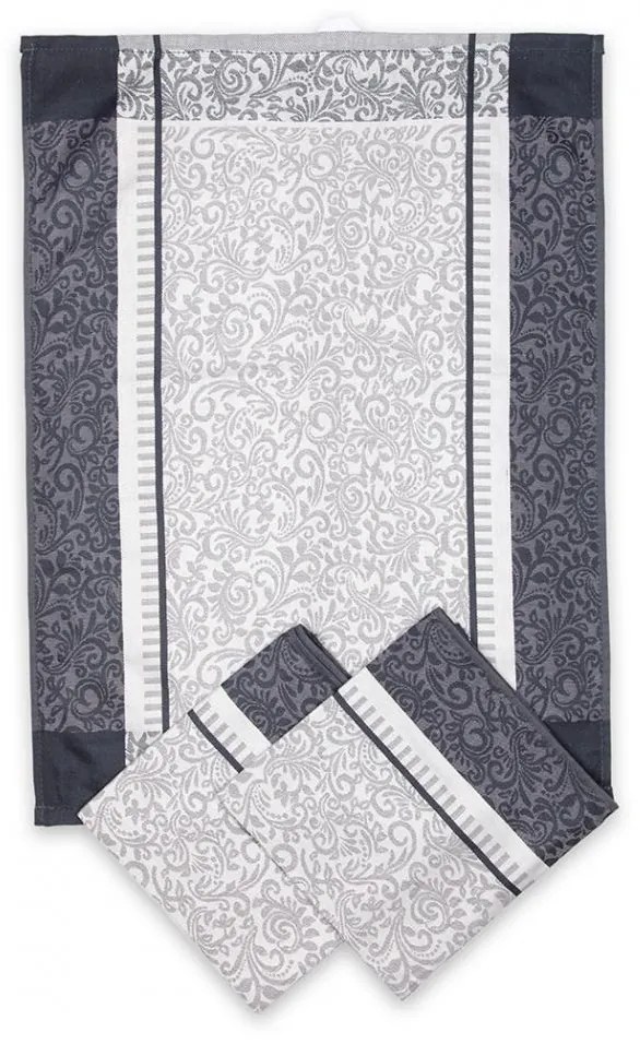 Tegatex Utěrka bavlna 3 ks - ornamenty šedá 50*70 cm