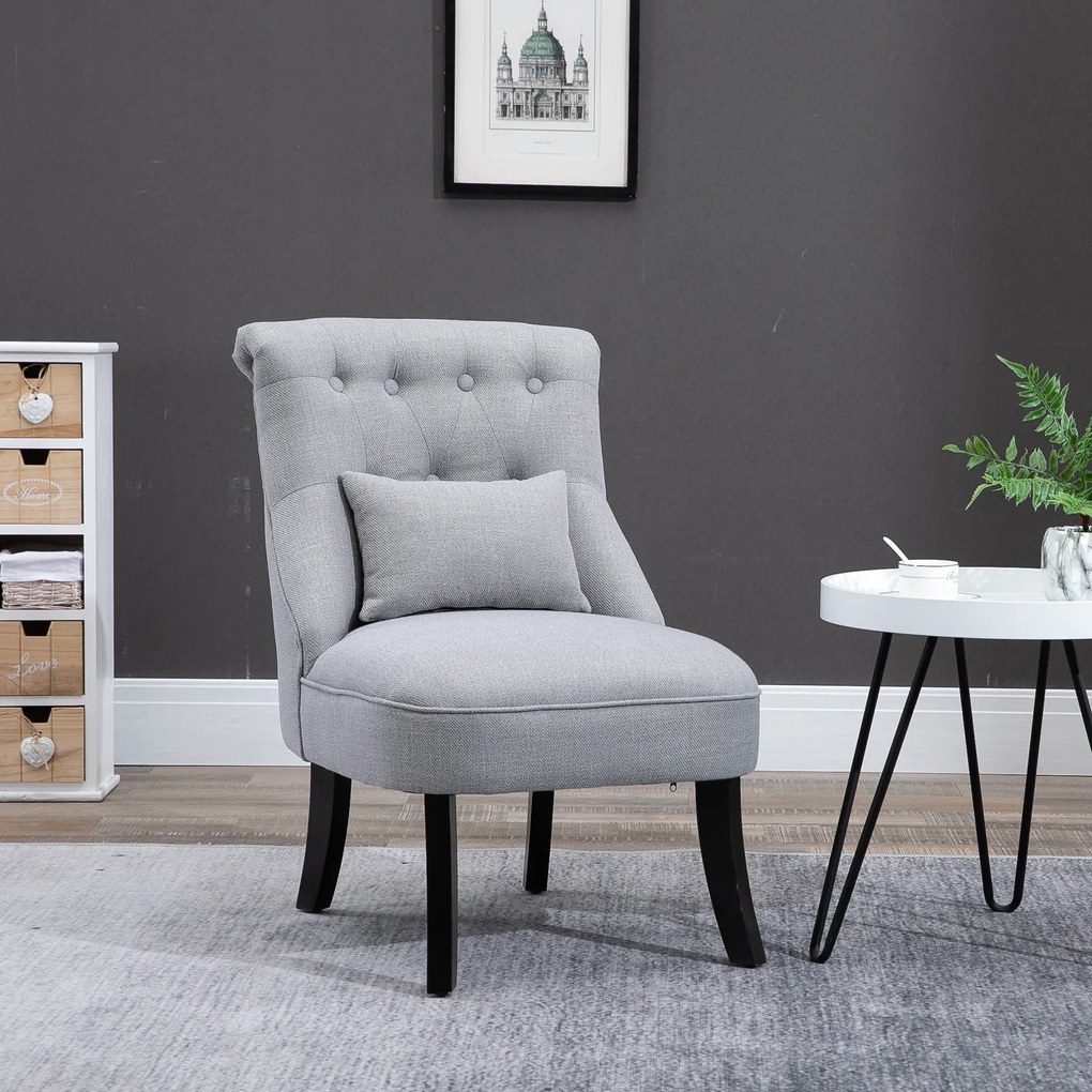 HOMCOM polohovací křeslo TV křeslo s opěrným polštářem, zvýšené nohy, lněná šedá 52.5x69x77cm pro pohodlnou relaxaci | Aosom.de