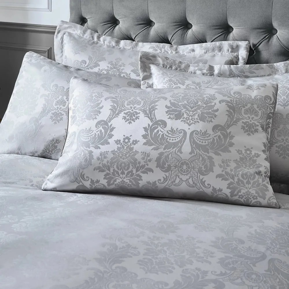 Šedé damaškové povlečení na dvoulůžko/prodloužené 230x220 cm Damask Jacquard – Catherine Lansfield