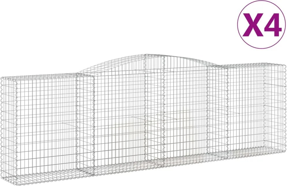 Klenuté gabionové koše 4 ks 400x50x120/140cm pozinkované železo 3147011