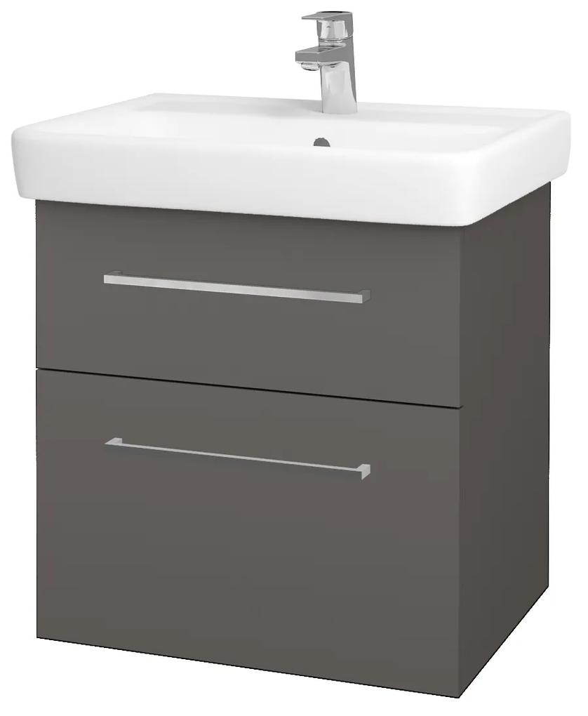 Dřevojas Koupelnová skříň Q MAX SZZ2 60 Varianta: N01 Bílá lesk / Úchytka T06 / D01 Beton