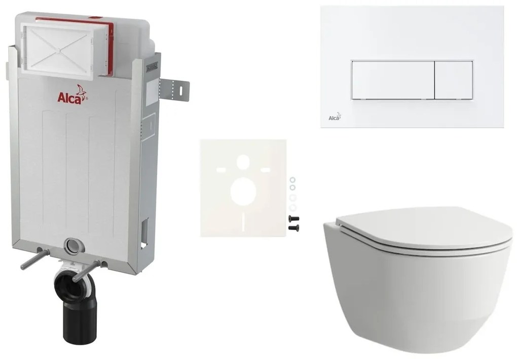 Závěsný set WC Laufen, nádržka Alca Renovmodul, tlačítko CR lesk SIKOAL7