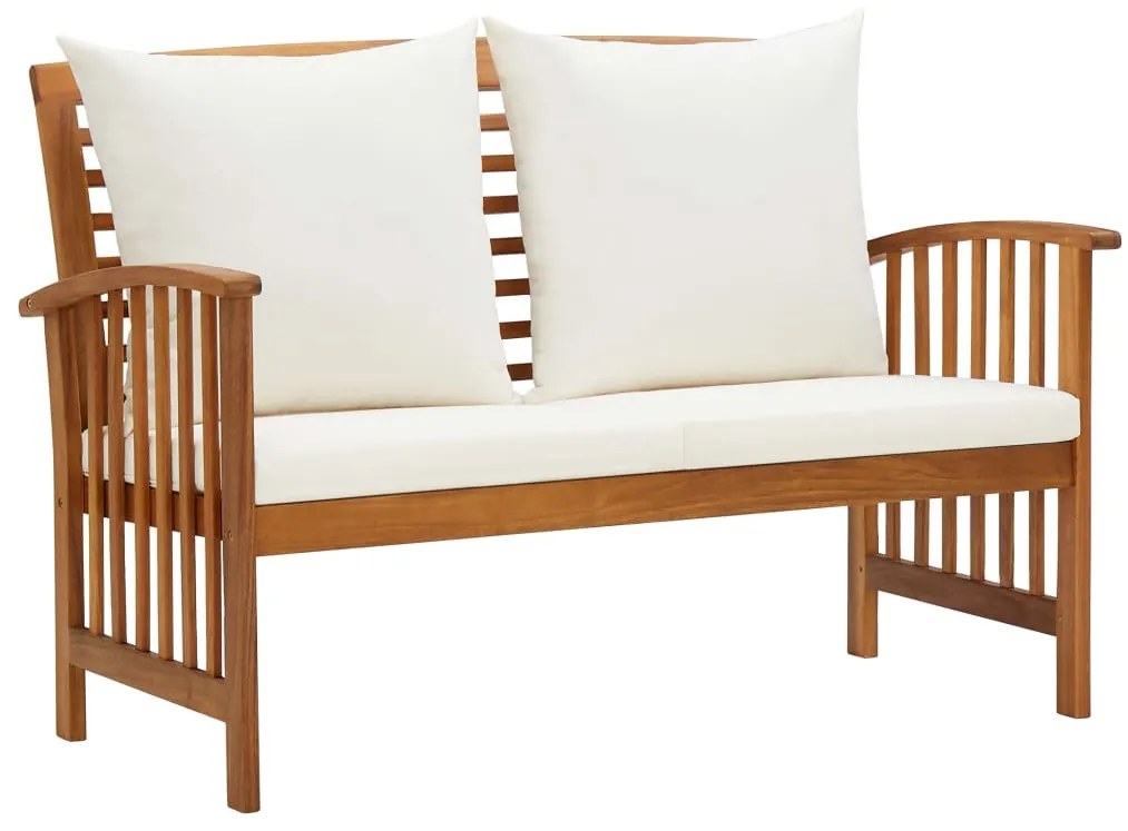 Zahradní lavice s poduškami 119 cm masivní akáciové dřevo 310260