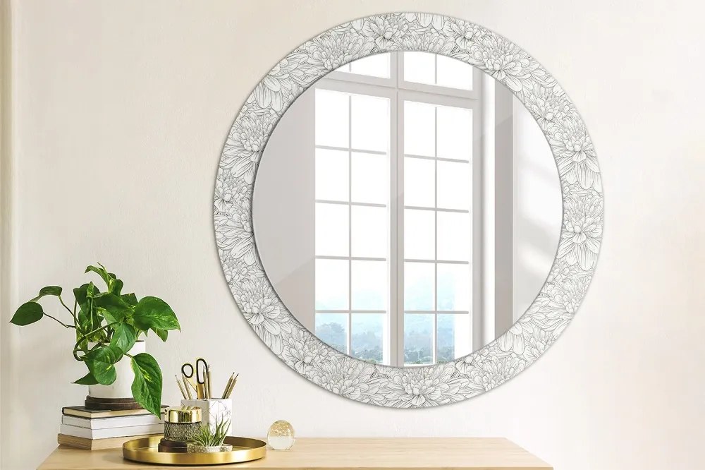 Kulaté dekorativní zrcadlo na zeď Lotosové květiny fi 70 cm