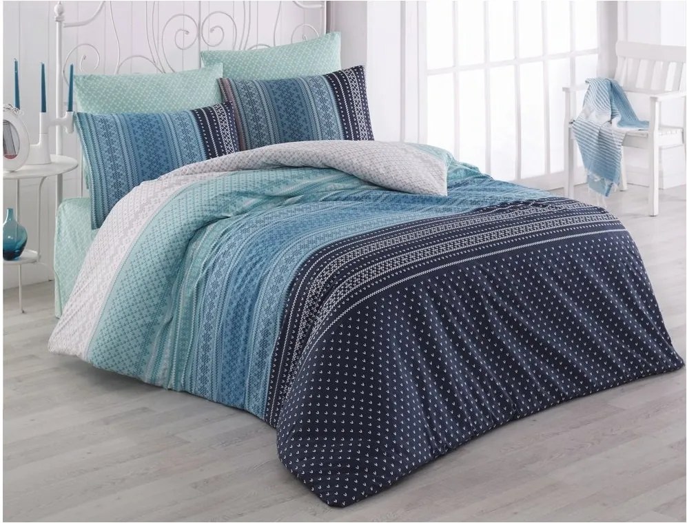 BedTex FRANCOUZSKÉ BAVLNĚNÉ POVLEČENÍ Renforcé - Summer blue 200x220/70x90cm