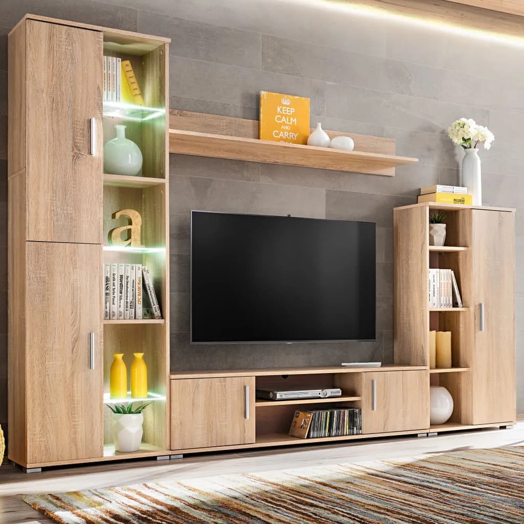 Obývací stěna s LED osvětlením dub sonoma 246029