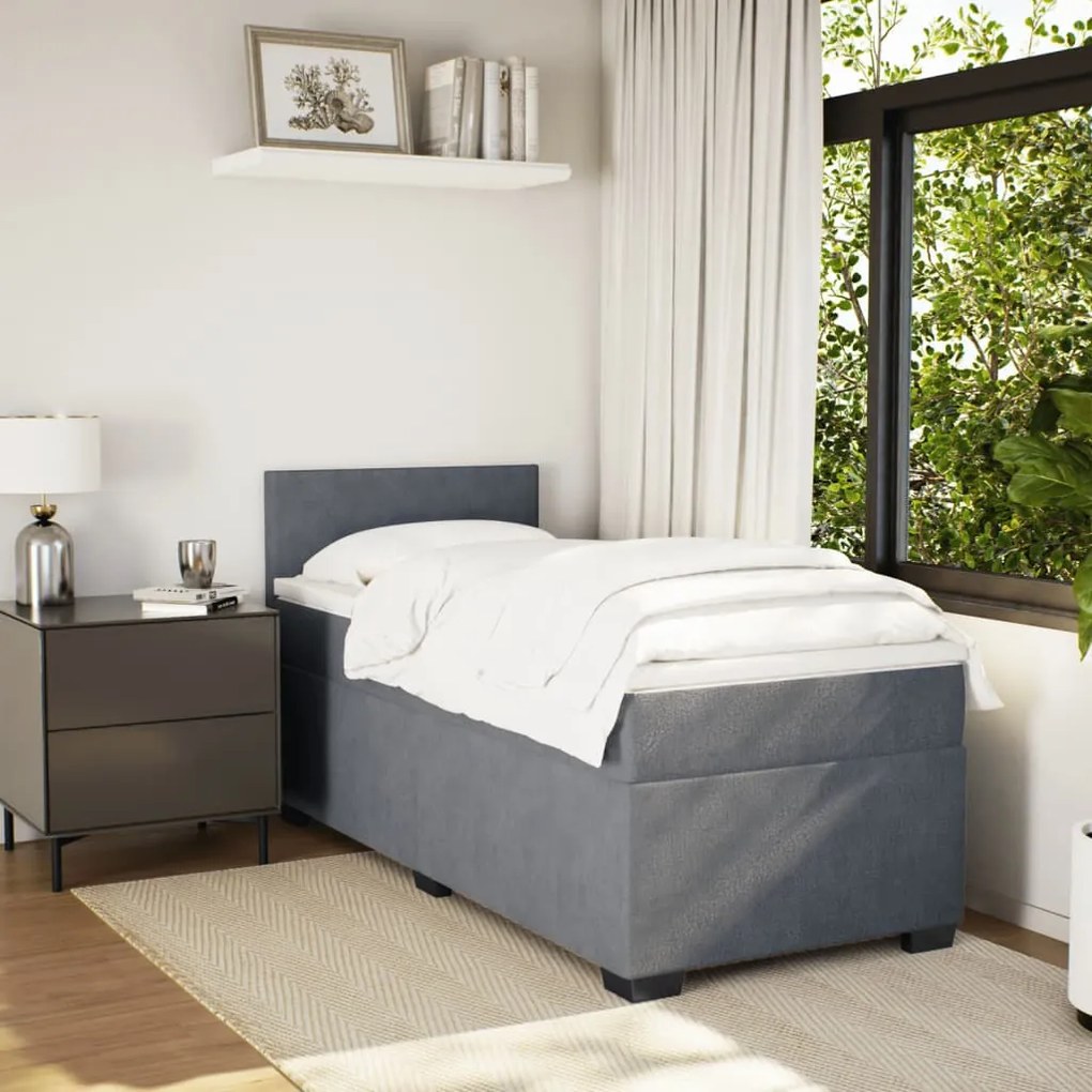 Box spring postel s matrací tmavě šedá 80 x 200 cm samet 3288457