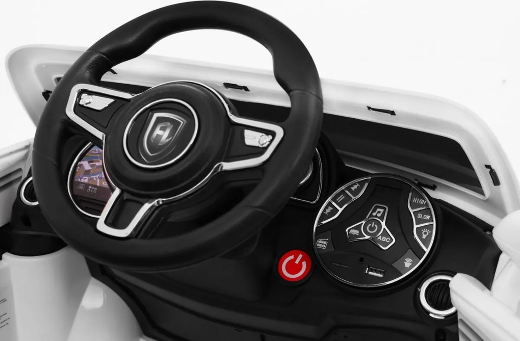 Ramiz Elektrické autíčko Turbo-S pro děti bílé + dálkové ovládání + plynulý rozjezd + EVA kola + MP3 rádio