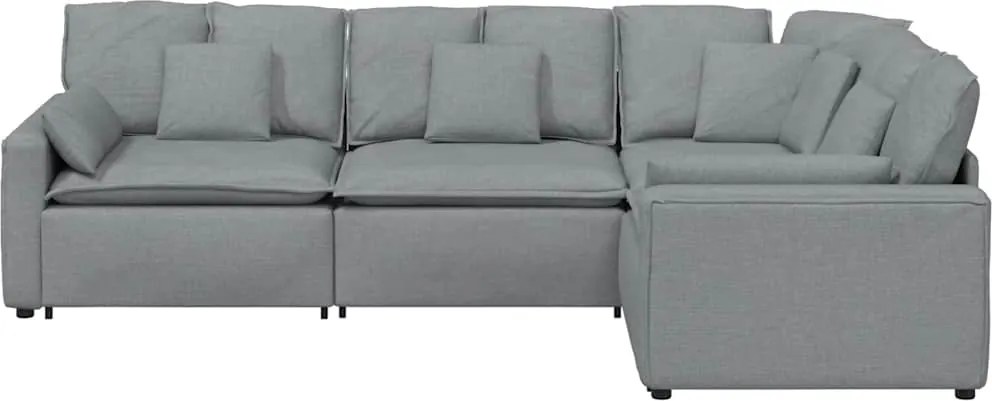 Modulární pohovka s polštáři textil světle šedá 3321147