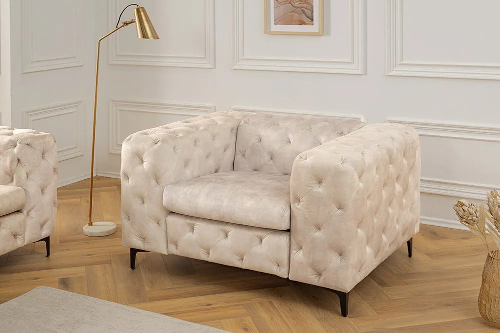 Designové křeslo v barvě šampaňského sametu