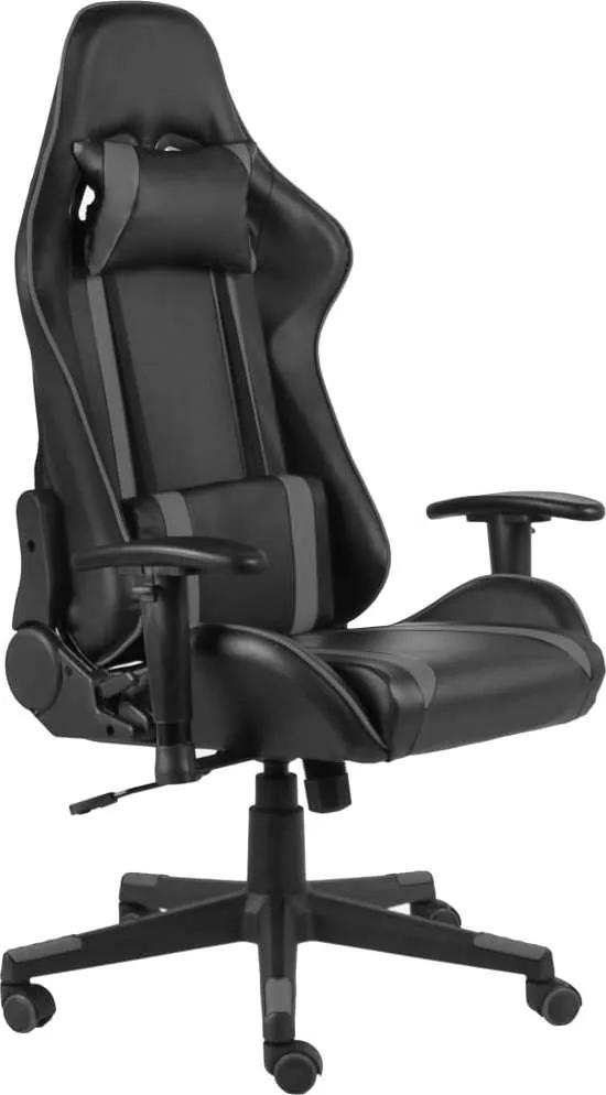 vidaXL Otočná herní židle PVC [20481] Barva: Šedá