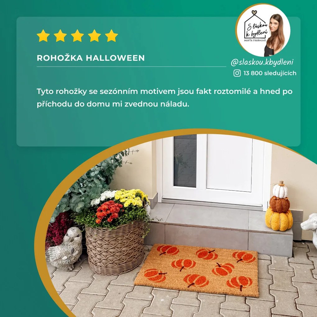 Hanse Home, Rohožka Halloween oranžové dýně 105677 - na ven i na doma, 45x75, oranžová, chodba / předsíň