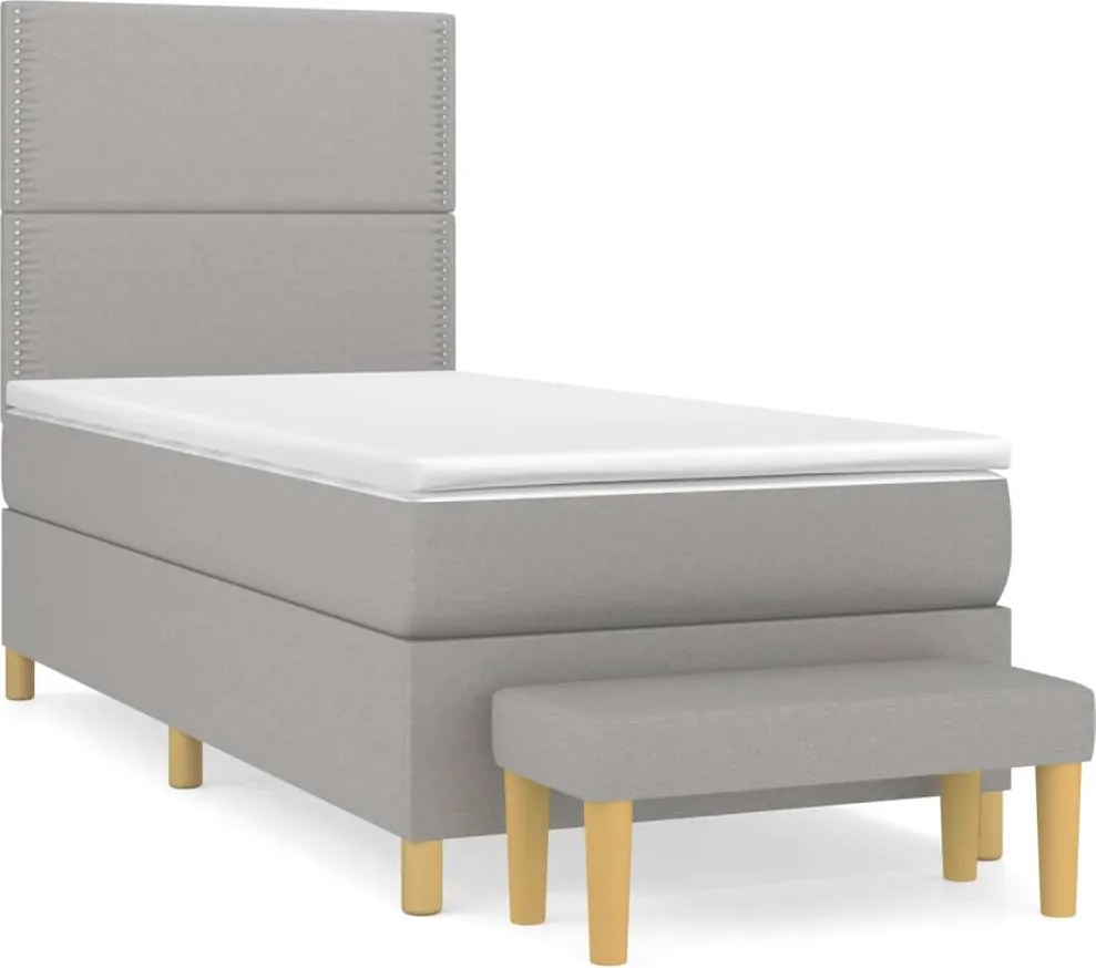 Box spring postel s matrací světle šedý 100 x 200 cm textil 3137053