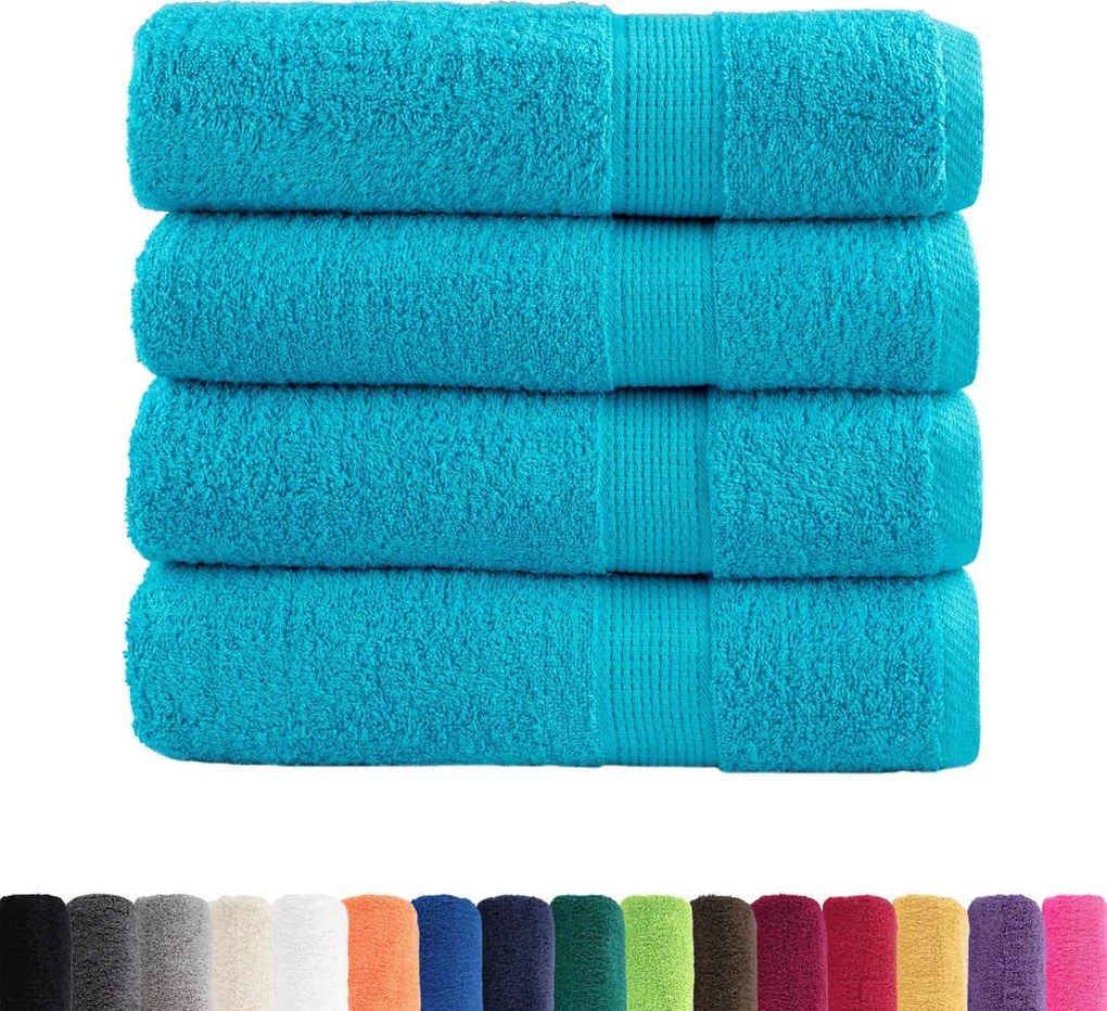 Premium ručníky SOLUND 4 ks tyrkysové 50 x 100 cm 600 g/m² 137450