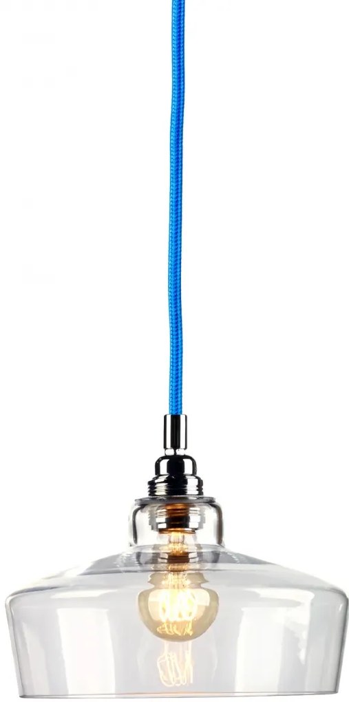 Kaspa 10146109 LONGIS  - Závěsné svítidlo s čirým sklem, modrý textilní kabel