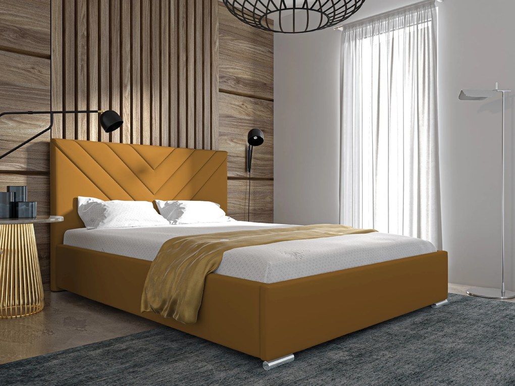Eka Čalouněná postel MERKURY - Kronos 90x200 cm Barva látky: Fialová (Kronos 03), Úložný prostor: S kovovým rámem úložného prostoru