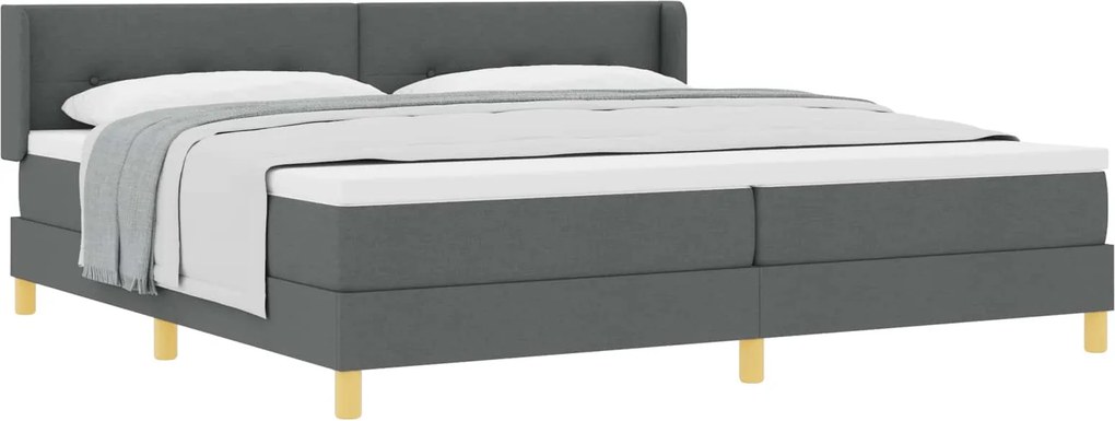 Postel s boxspringem s čelo Tmavě šedá 200 x 200 cm textil 3341315