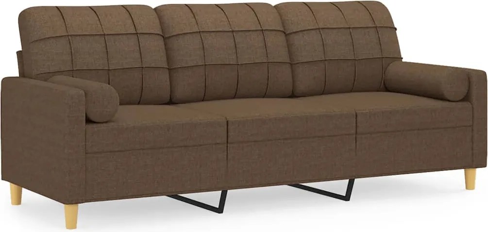 3místná pohovka s polštáři hnědá 180 cm textil 3200793