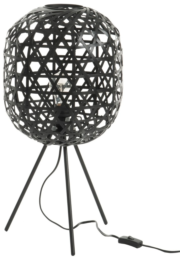 Vyplétaná černá stojací lampa Bambo z bambusových listů - Ø 29*59,5 cm