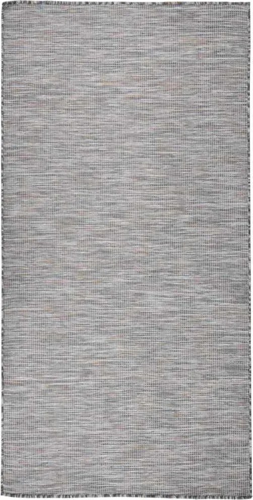 Venkovní hladce tkaný koberec 100x200 cm hnědý a modrý 340815