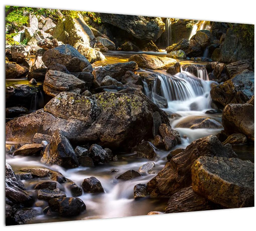 Skleněný obraz kamenitého potoku (70x50 cm)