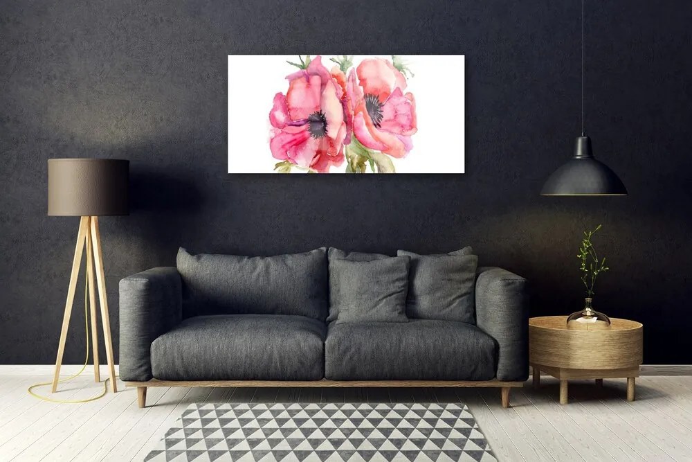 Obraz na skle Květiny Akvarely 120x60 cm