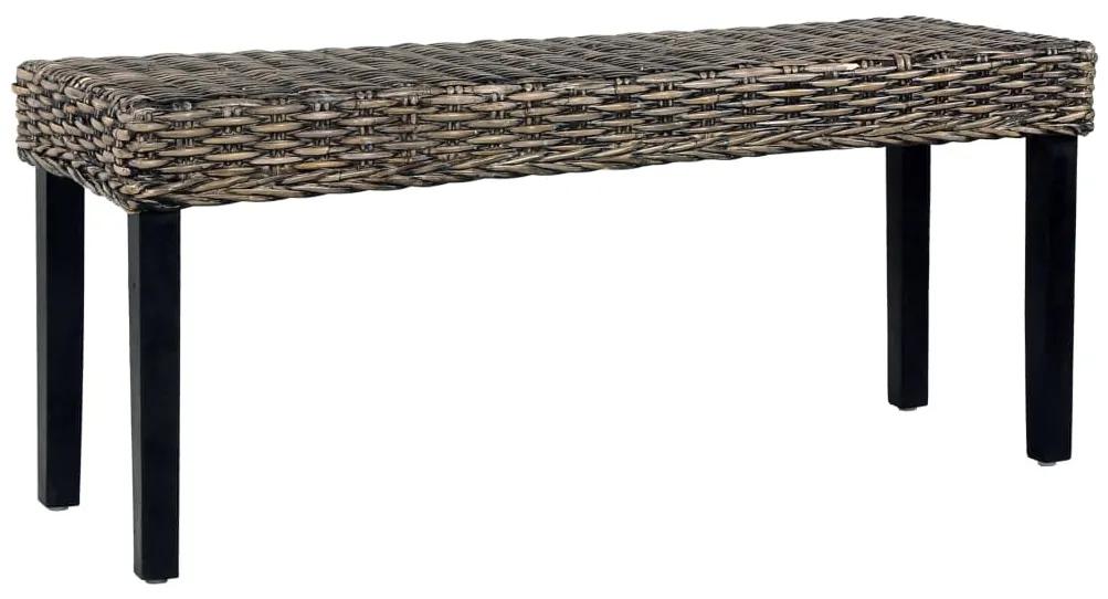 285790 vidaXL Lavice 110 cm černá přírodní kubu ratan a masivní mangovník