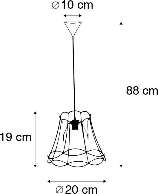 Retro závěsné svítidlo černé 20 cm - Granny Frame