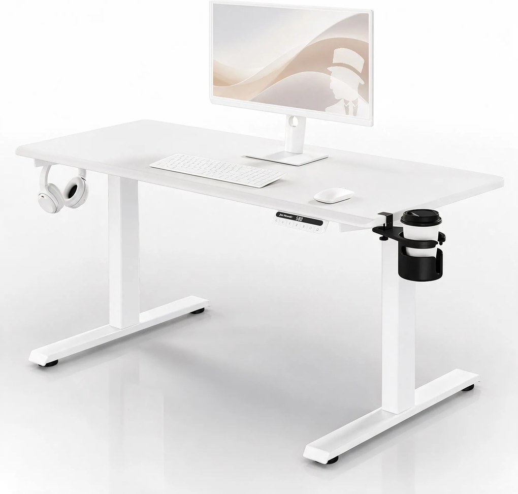 Elektrický stůl s nastavitelnou výškou ergonomický bílý,1400x700 mm: ARIA