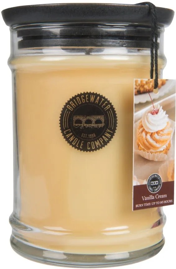 Svíčka ve skleněné dóze Bridgewater candle Company Vanilla Cream, doba hoření 140-160 hodin