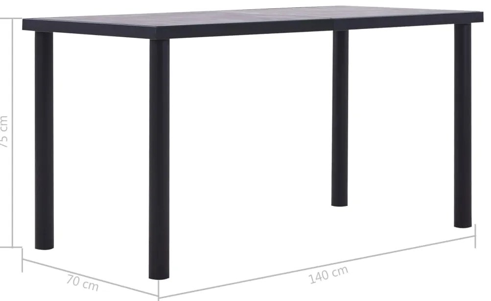 vidaXL Marketos Jídelní stůl černý a betonově šedý 140 x 70 x 75 cm MDF