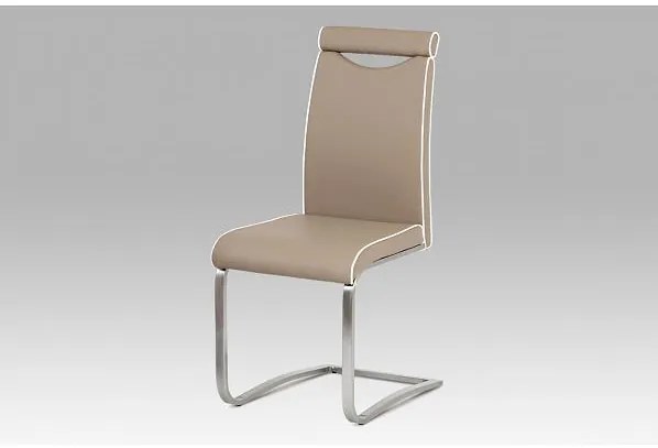 Artium  Jídelní židle, koženka cappuccino / broušený nerez