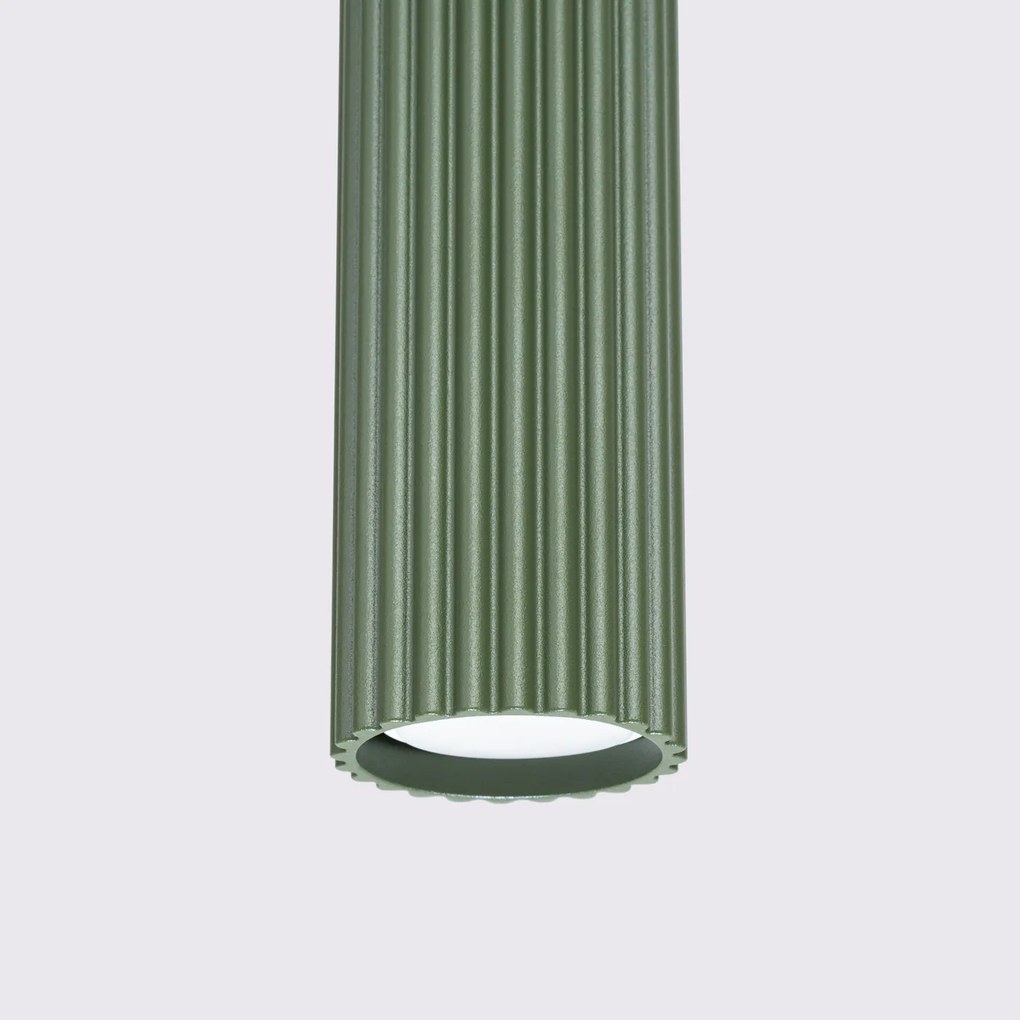 Sollux Lighting Závěsná lampa KARBON 3L olivově zelená