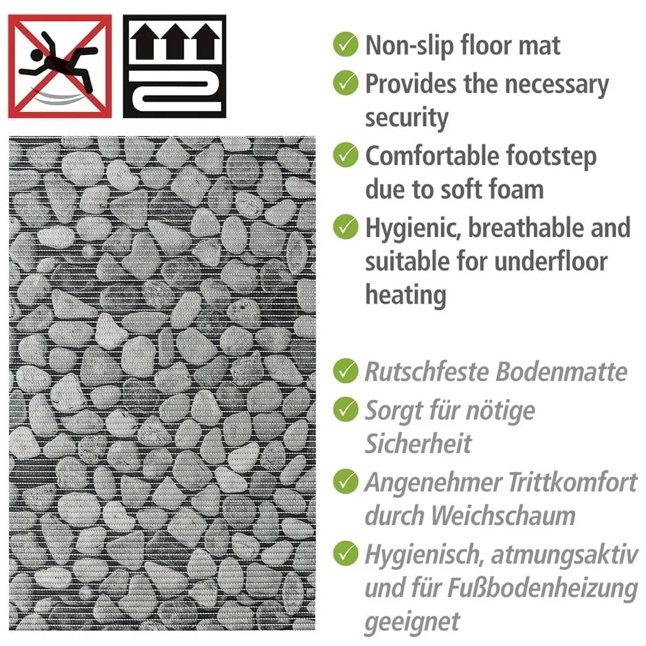 Šedá plastová koupelnová předložka 50x80 cm Sassi – Wenko