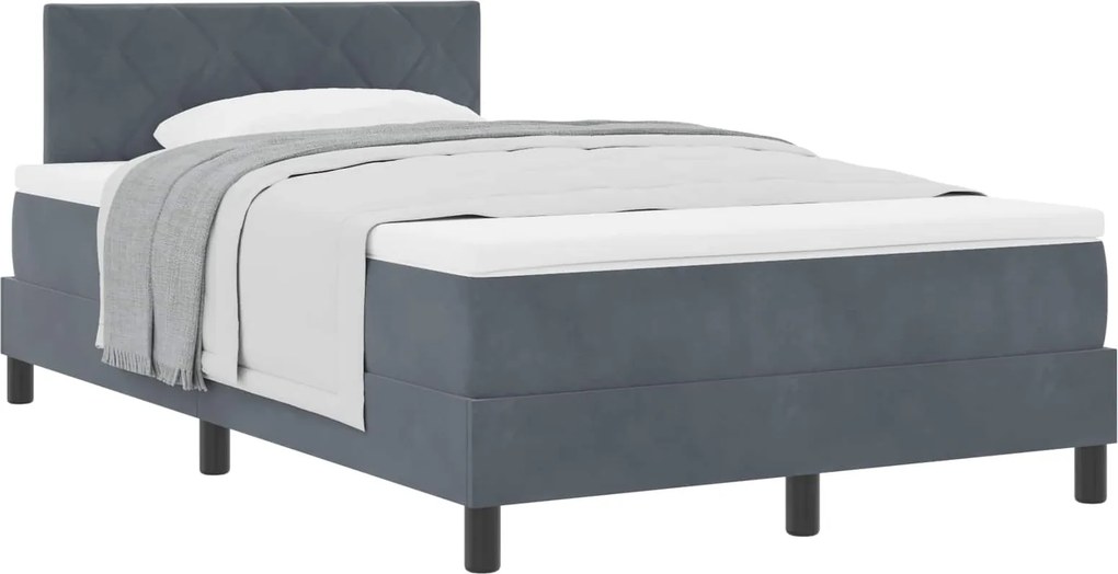 Postel s boxspringem s čelo Tmavě šedá 120 x 190 cm samet 3339225