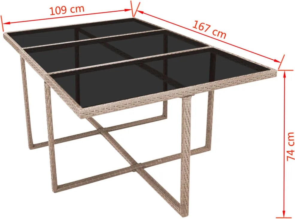 vidaXL Marketos 11dílný zahradní jídelní set s poduškami polyratan béžový