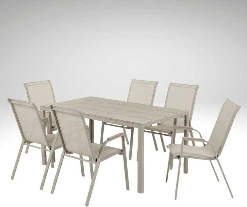 Vikio Zahradní jídelní set 150x90 pro 6 osob bežová AZS156BE-6