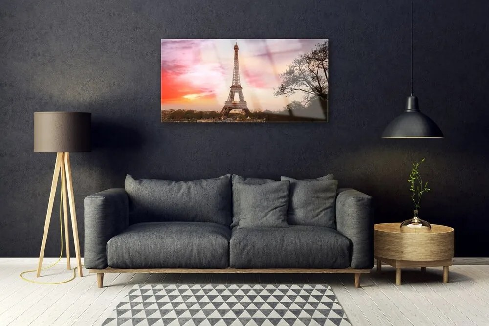 Obraz na skle Eiffelova Věž Architektura 120x60 cm