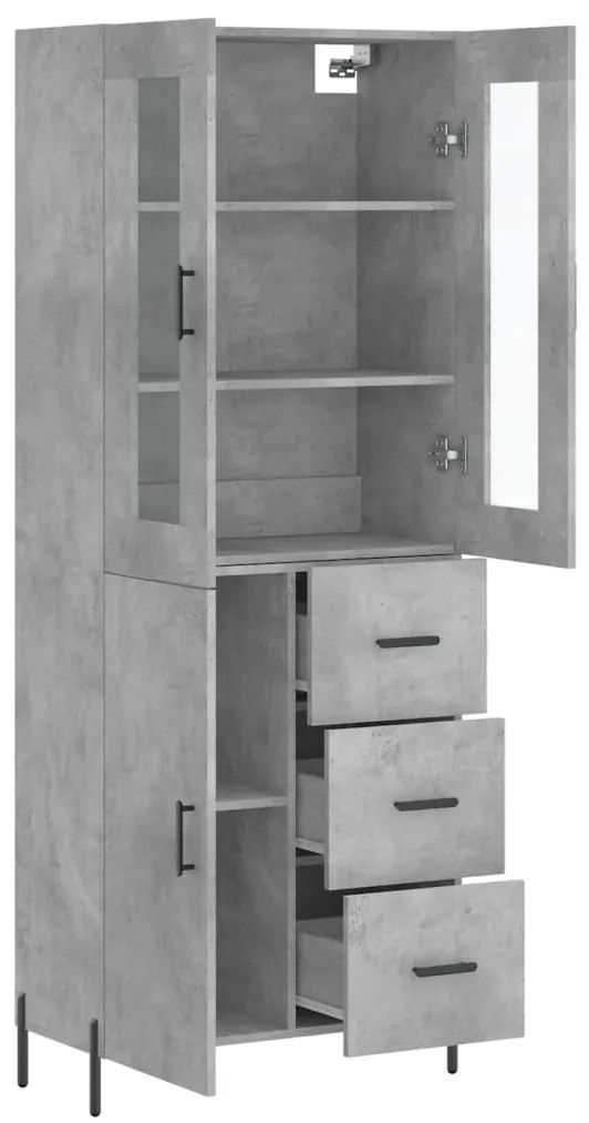 Skříň highboard betonově šedá 69,5x34x180 cm kompozitní dřevo - Default Title