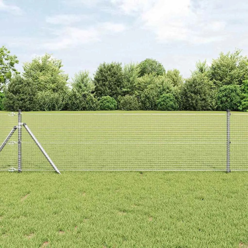 Zemní upevnění svařované drátěné ploty 25 x 0,5 m Stříbrná 3351596