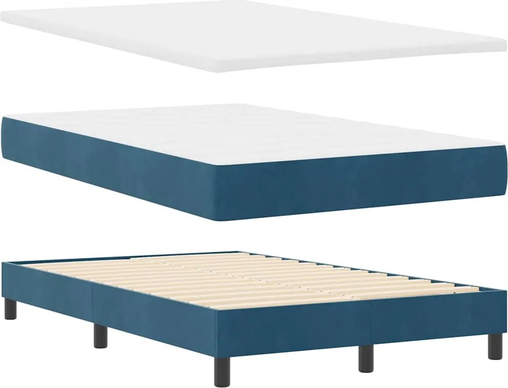 Postel s boxspringem s matrací Tmavě modrá 120 x 190 cm samet 3339096