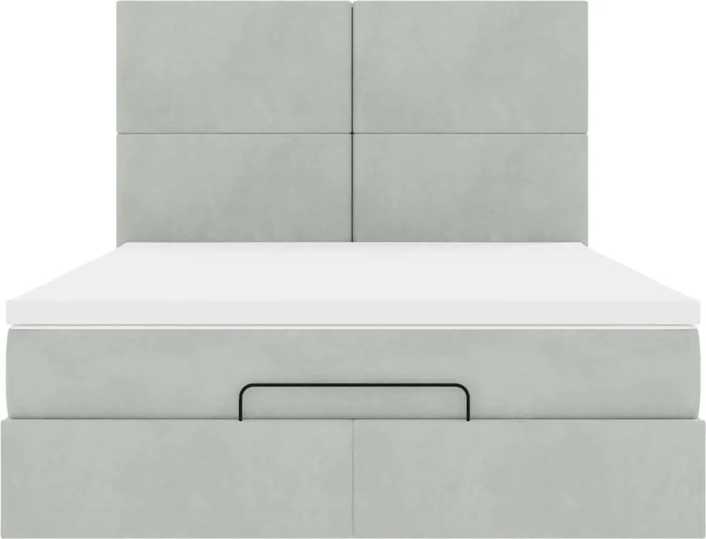 Osmanský rám postele s matracemi světle šedá 140x190cm samet 3313397