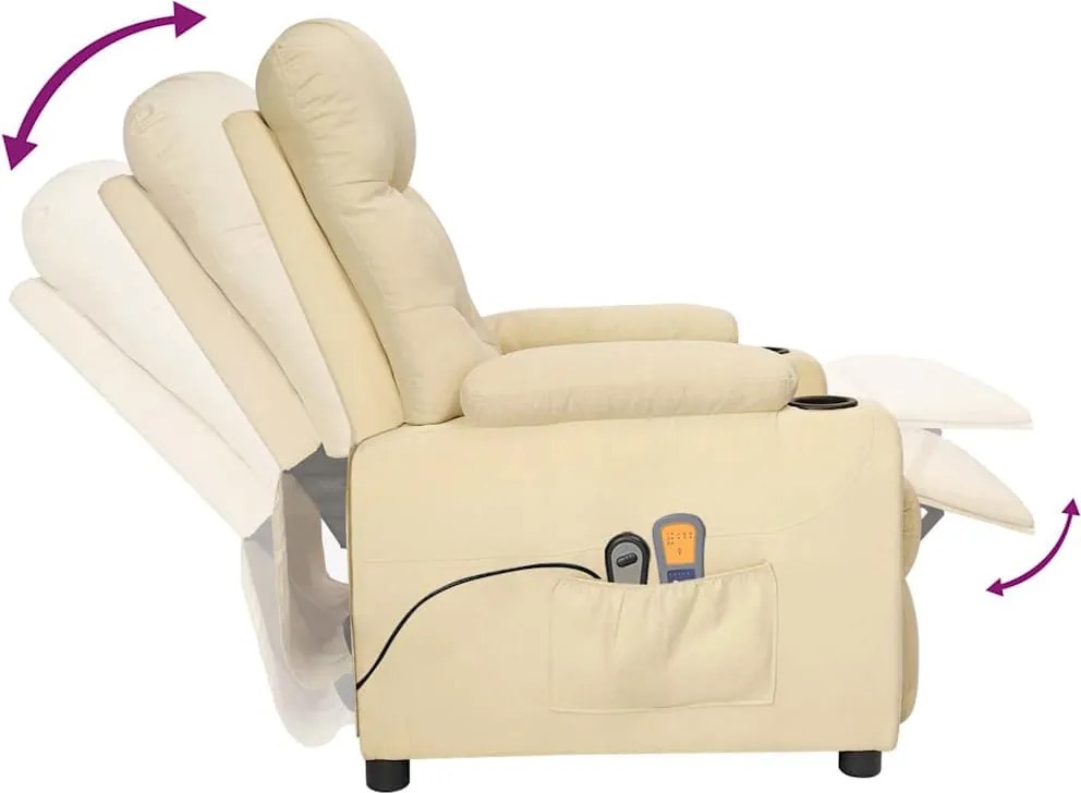 Elektrické masážní křeslo krémové textil 3098836
