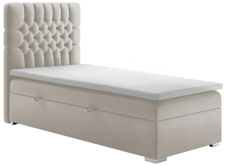 Luxusní jednolůžková postel MILANIA Zelená 90x200 cm Pravá